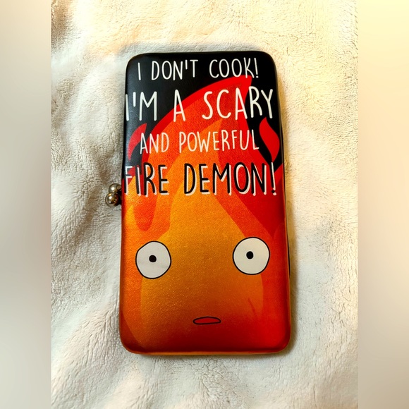 Other | Studio Ghibli Howls Moving Castle Calcifer Quote Hinge Wallet ...